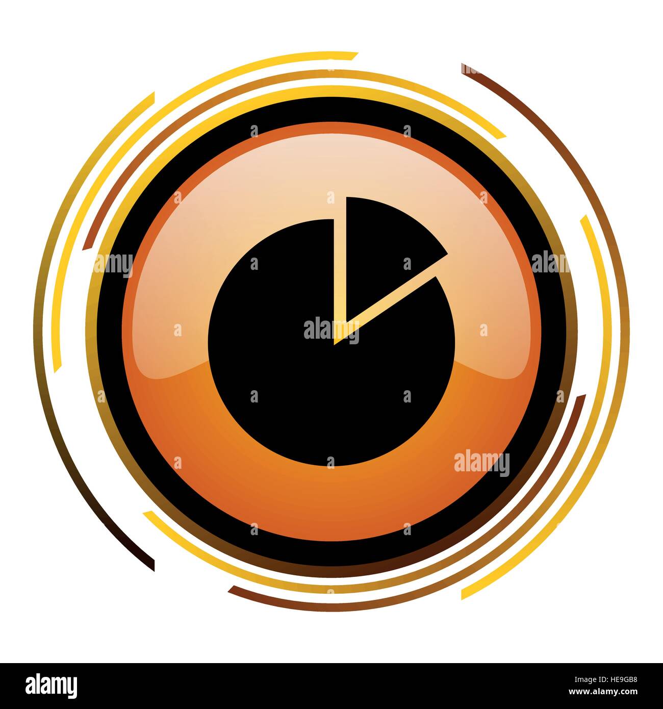 Circle graph chart vector icon. Modern design round orange button ...