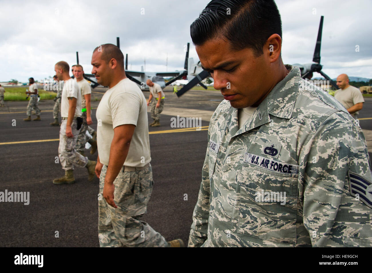 U.S. Air Force Airmen with the Joint Task Force-Port Opening team of ...