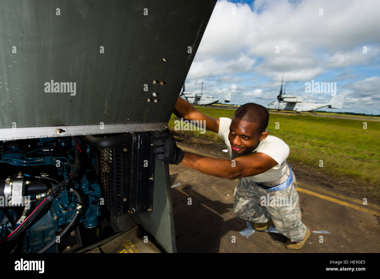 U.S. Air Force Senior Airman Kavion Bryan, both Joint Task Force-Port ...