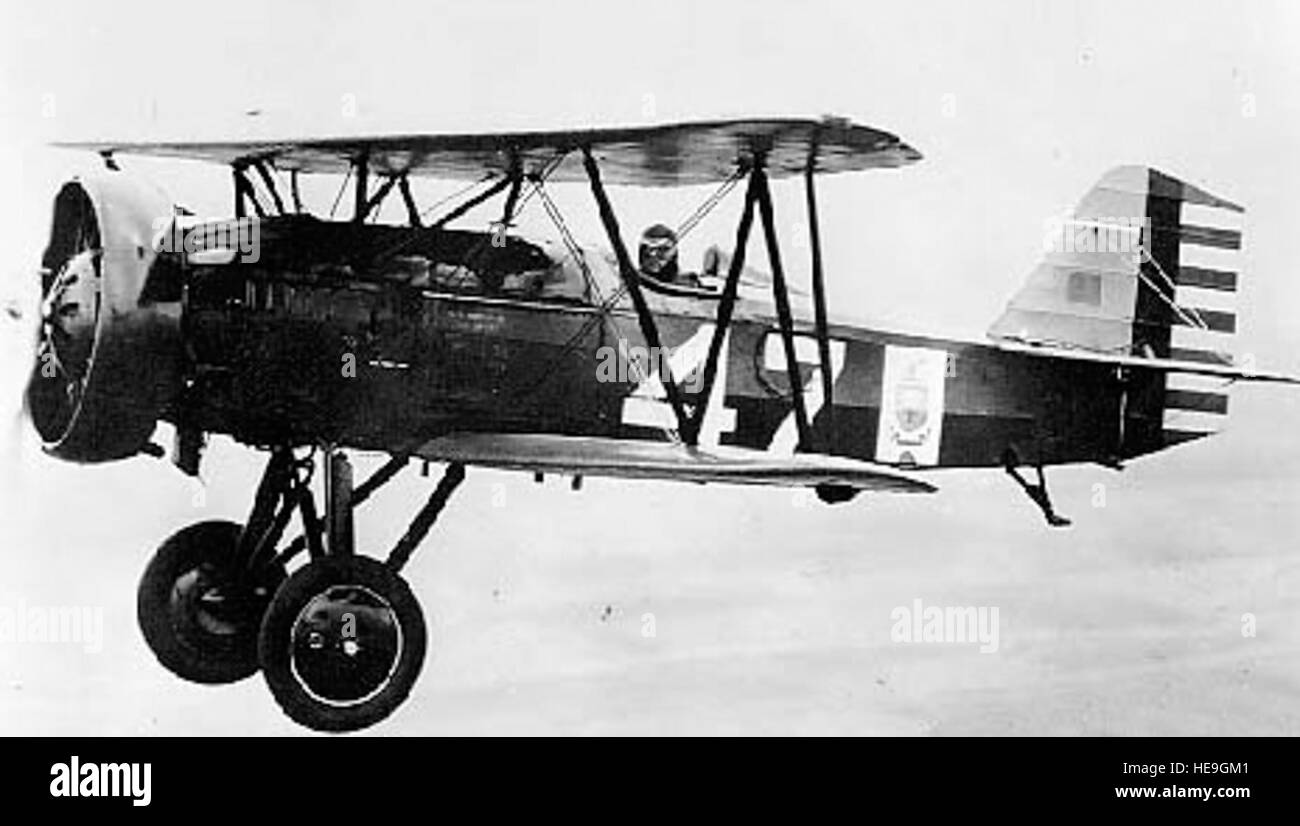 Curtiss P-3 Hawk in flight with ring cowl. Aircraft was based at ...
