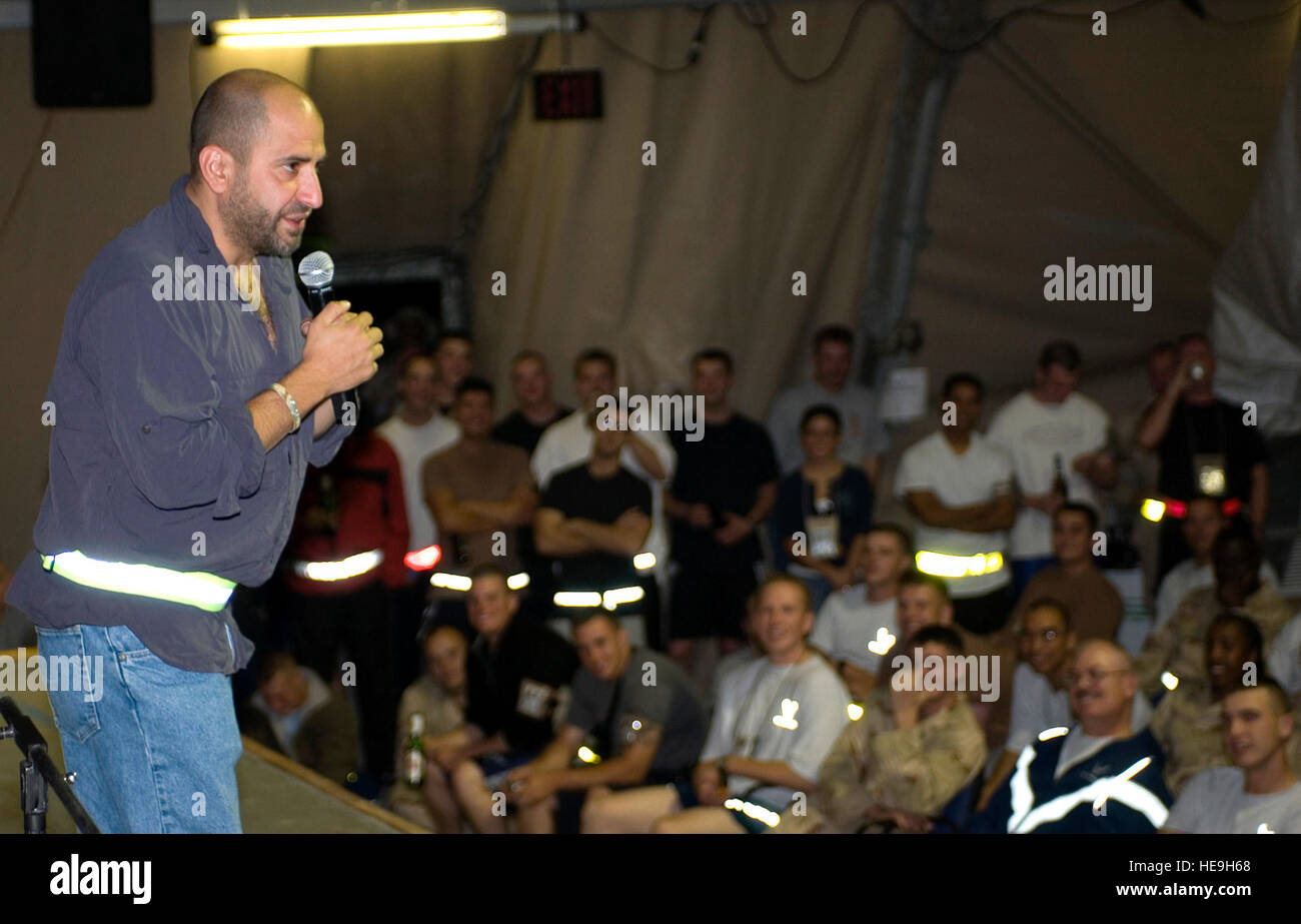MANAS AIR BASE, Kyrgyzstan -- Comedian Dave Attell entertains troops ...
