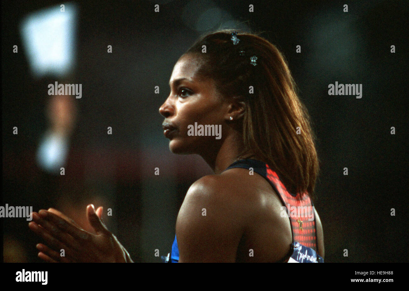 Left side profile, close-up shot, of US Army Specialist Dawn Burrell ...