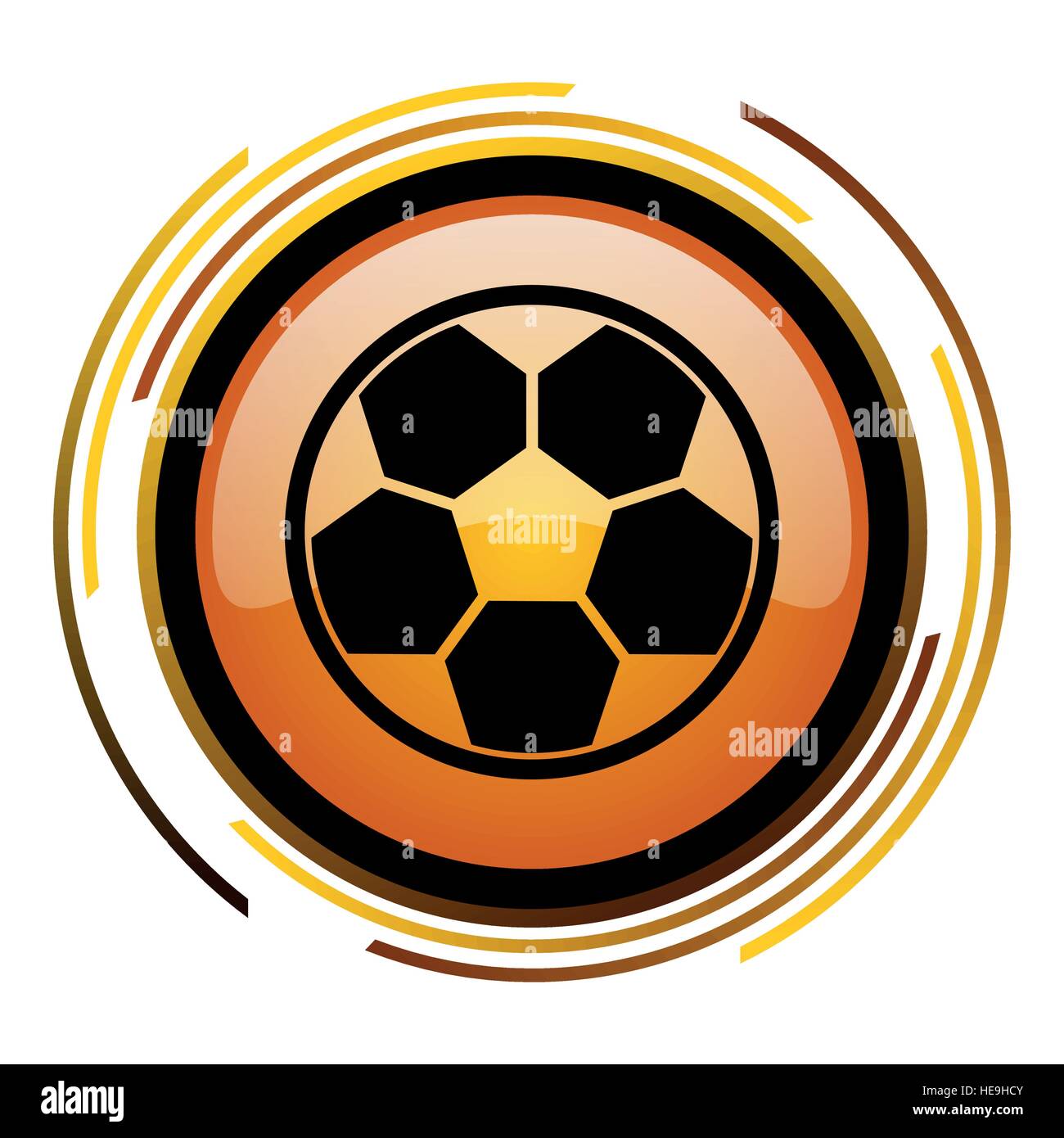Football vector icon. Modern design round orange button isolated on ...