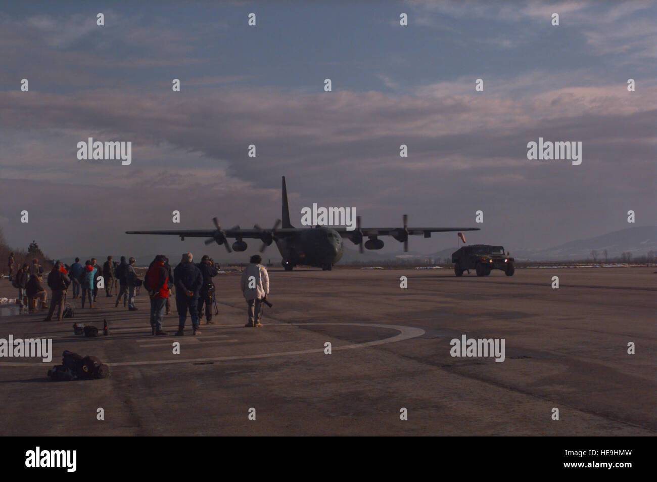 951222-F-5774B-003 A C-130 out of Ramstein Air Base Germany Taxis onto ...