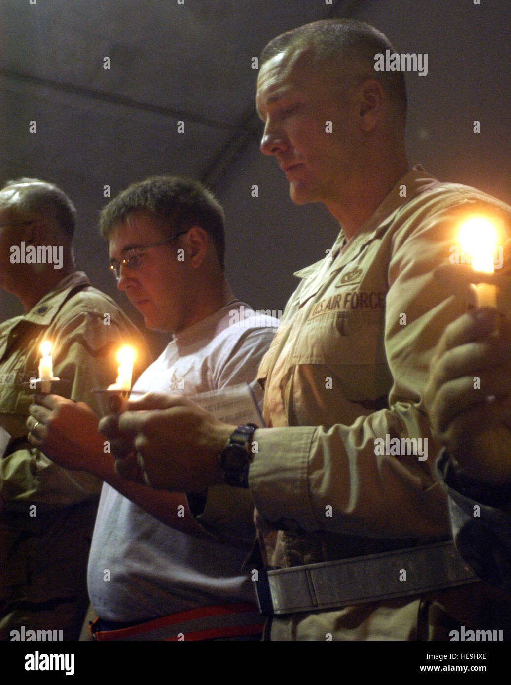 Chief Master Sgt. Mark Brejcha (right) and Senior Airmen Reese Vaughan ...