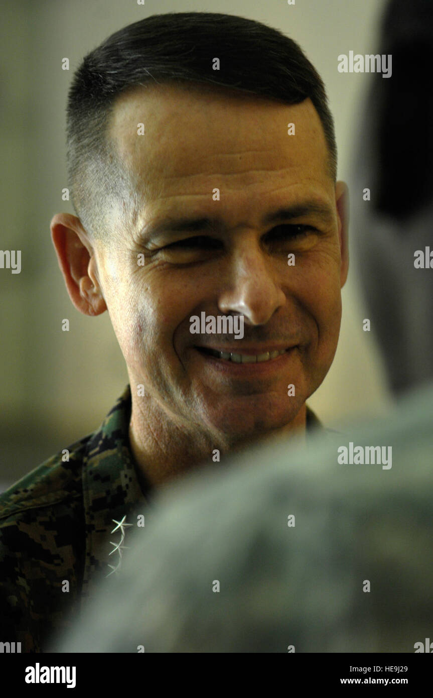 Marine Gen. Peter Pace, chairman of the Joint Chiefs of Staff, greets ...