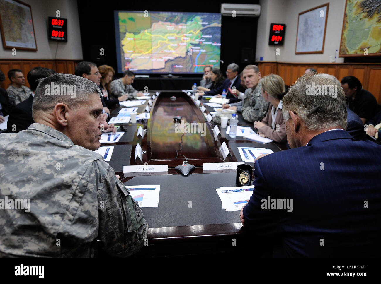 U.S. Army Lt. Gen. David Rodriguez, deputy commander of ISAF briefs ...