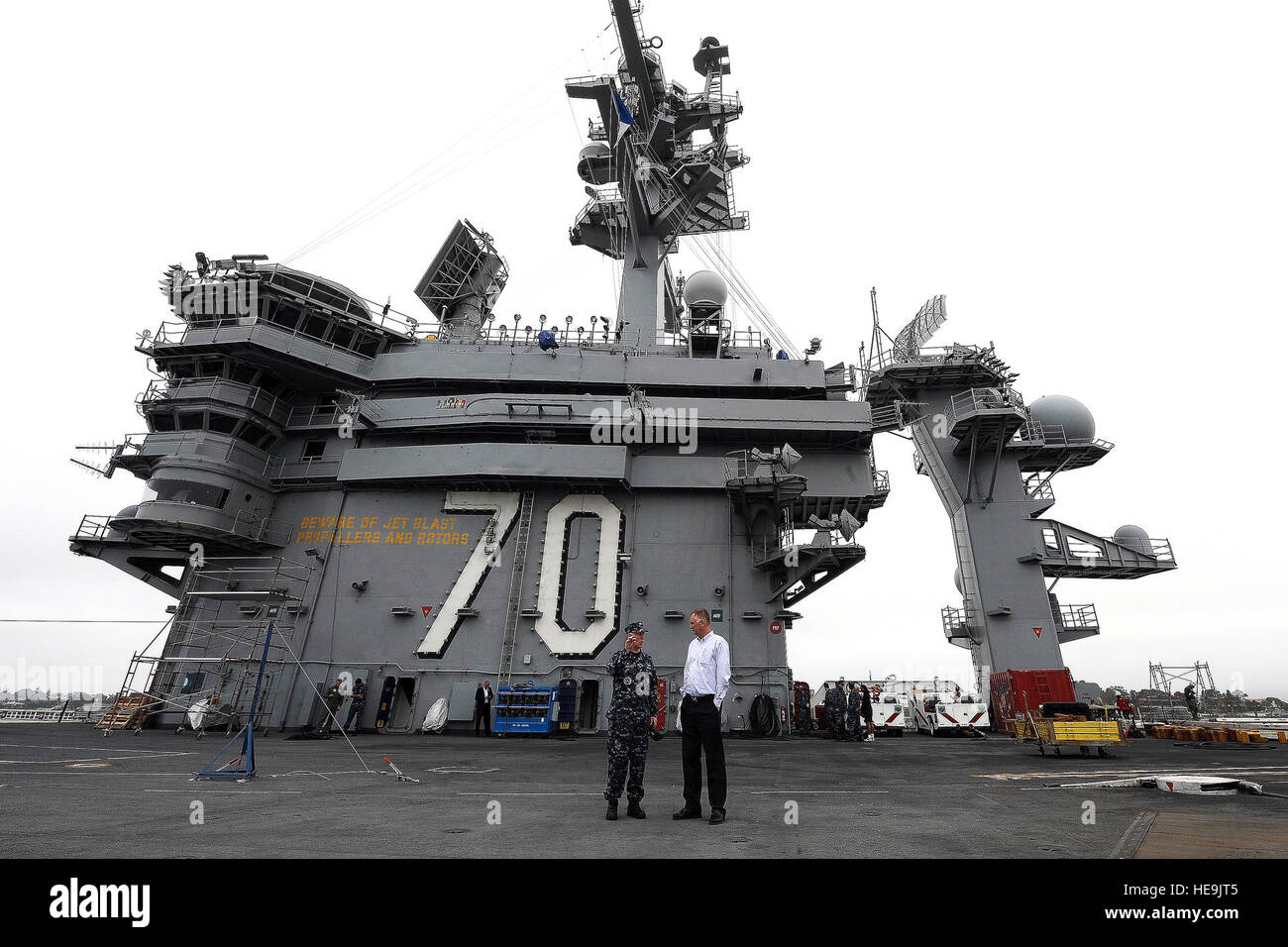 U.S. Deputy Defense Secretary William J. Lynn III tours the flight deck ...