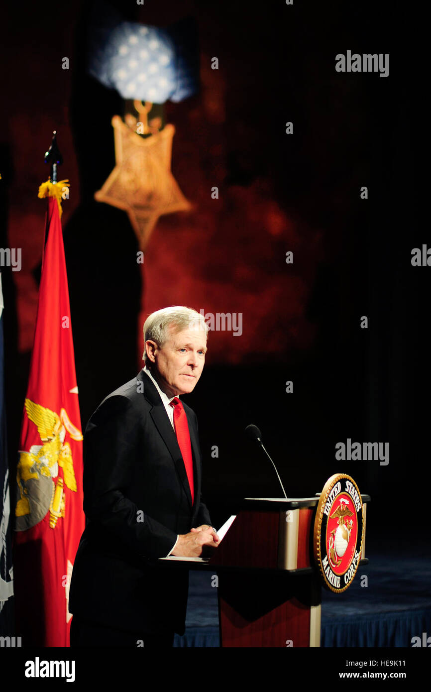 Secretary of the Navy Ray Mabus addresses the audience during a ...