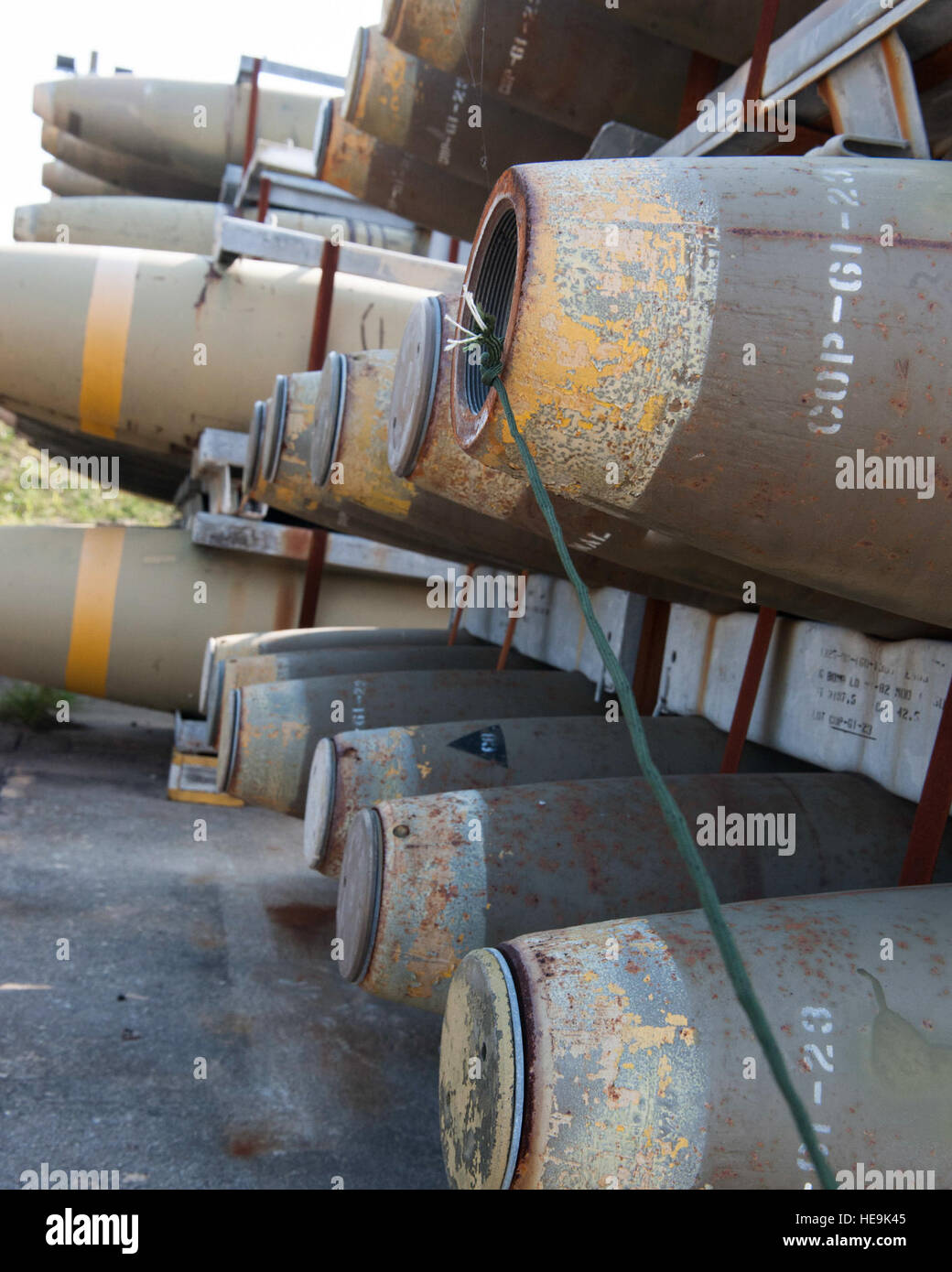 The above image shows a Mark-82 bomb attached to a detonation cord at ...