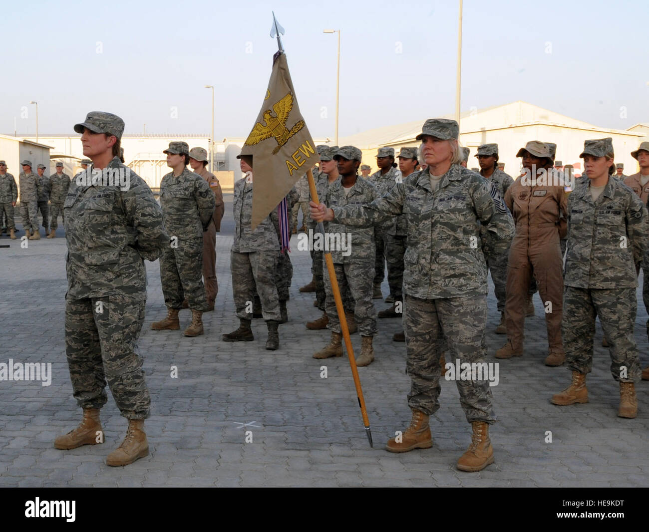 Female Airmen and Soldiers stand in an all-women formation as part of a ...