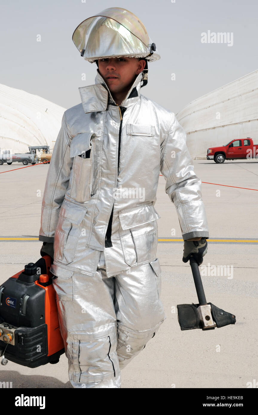 Airman 1st Class Jesse Owings, a firefighter with the 380th ...