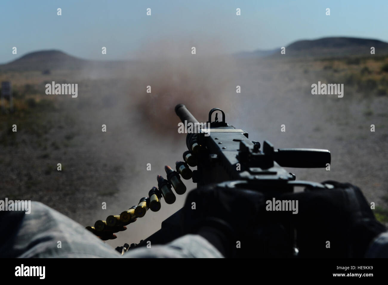 A security forces Airman fires an M2 machine gun on Fort Bliss, Texas ...