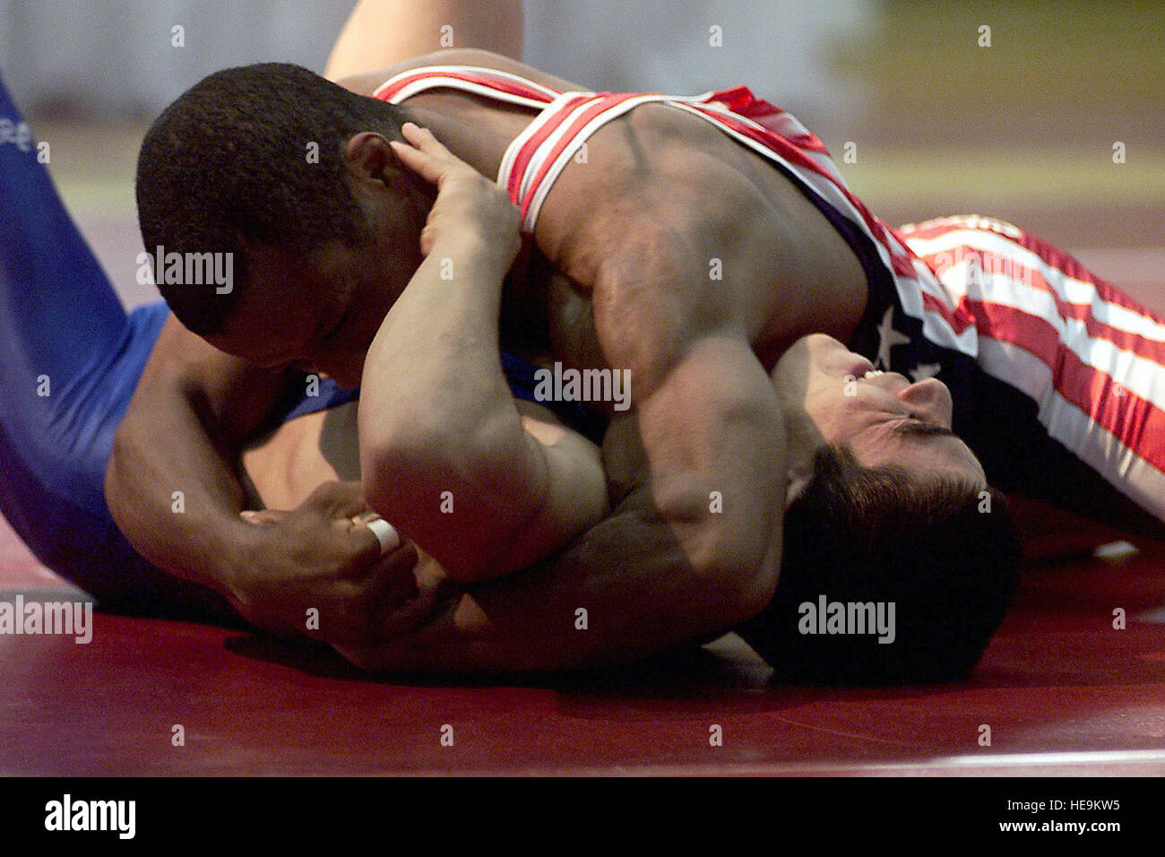 A Marine Corps athlete pins an opponent from Turkey in the gold medal ...