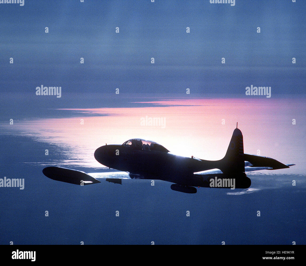 On a flight from its home at Tyndall Air Force Base, Florida, a T-33 ...
