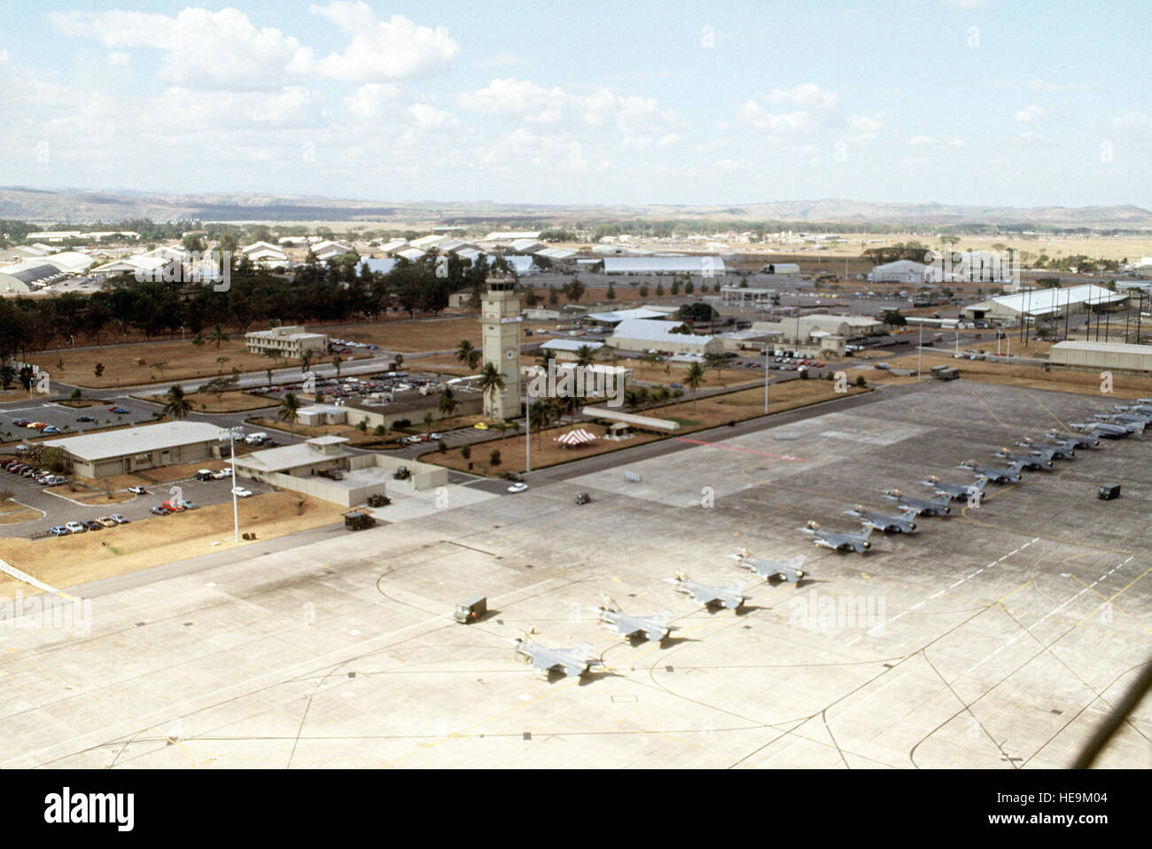 An aerial view of the flight line area. Aircraft from four Pacific Air ...