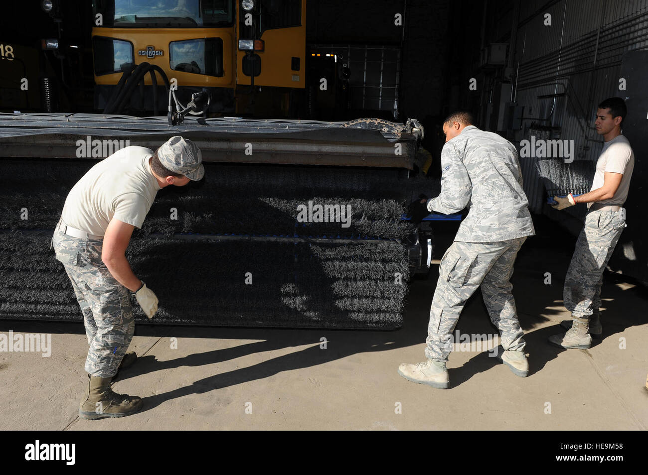 Airmen from the 5th Civil Engineer Squadron pavements and equipment ...
