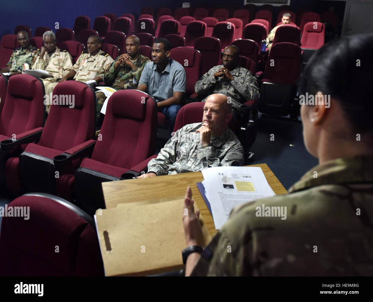 Royal Army Sgt. Victoria McIndewar, British Intelligence Corps, briefs ...
