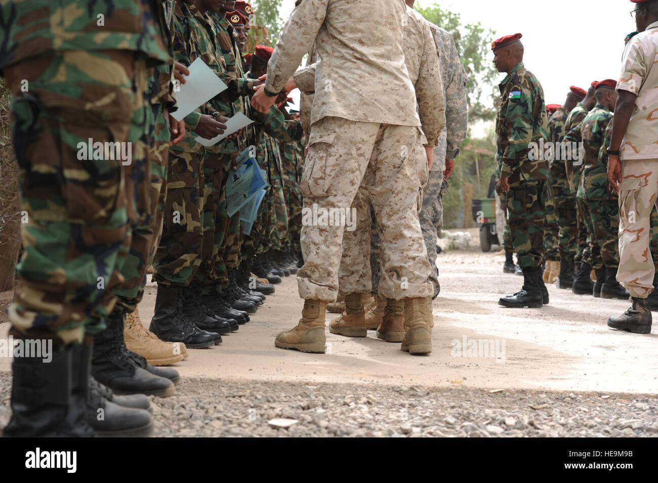 Djiboutian army soldiers get congratulated by their U.S military ...