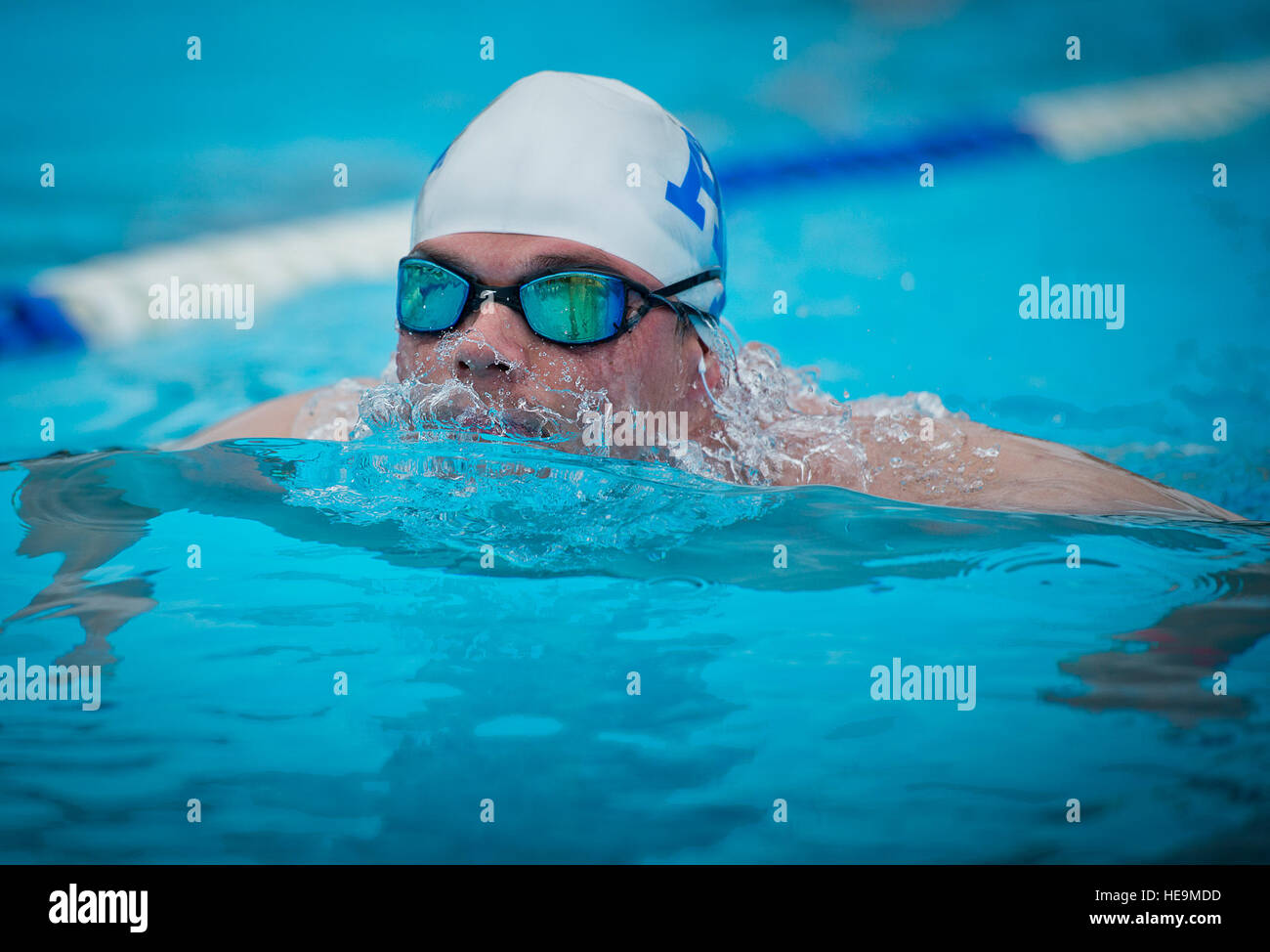 Timothy Babb, an Air Force Wounded Warrior athlete, swims laps during ...