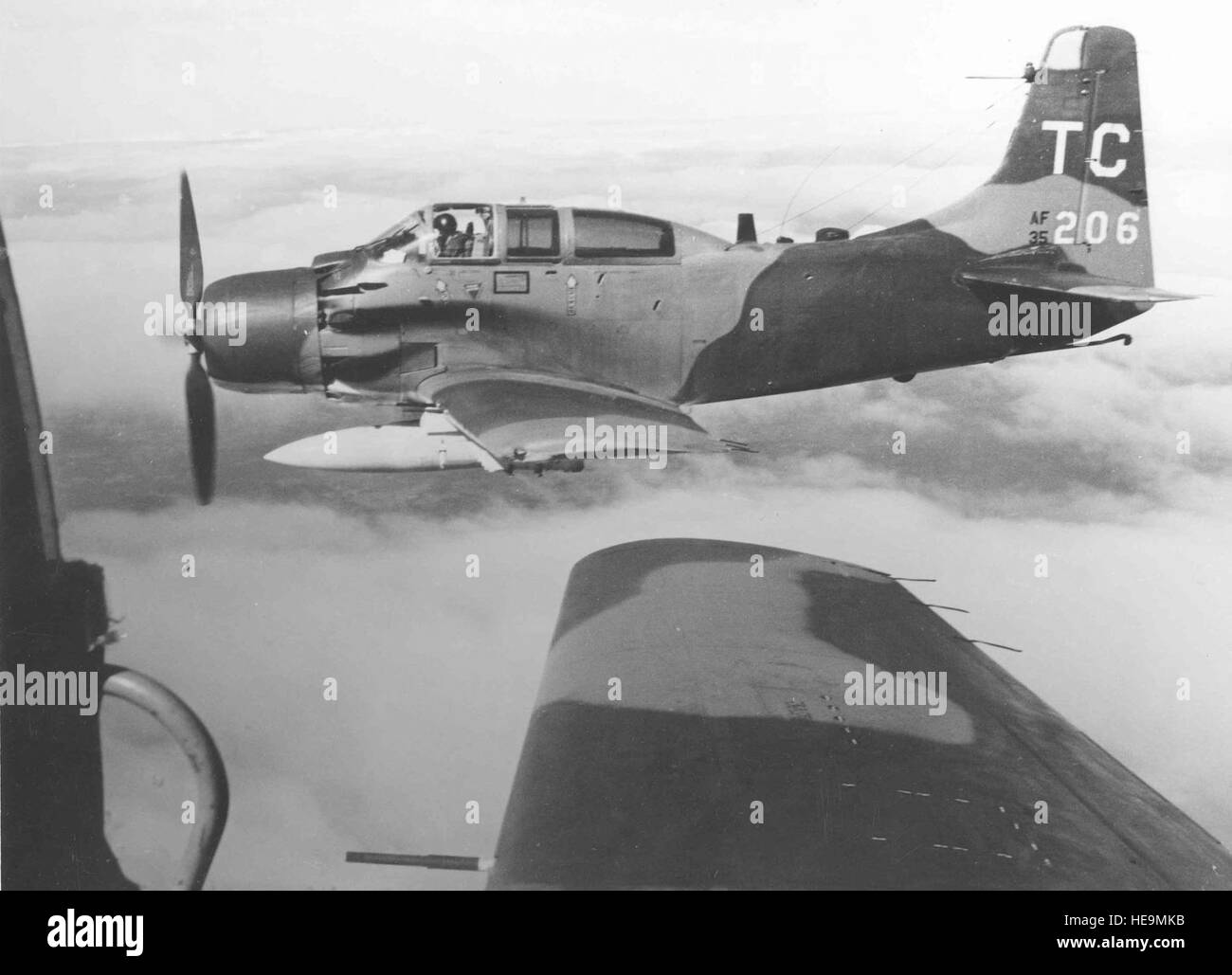Douglas A-1E (AD-5W) (S/N 52-135206) in flight. (U.S. Air Force photo ...