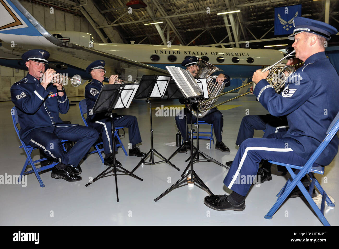 Air Force band members perform during the 89th Airlift Wing change-of ...