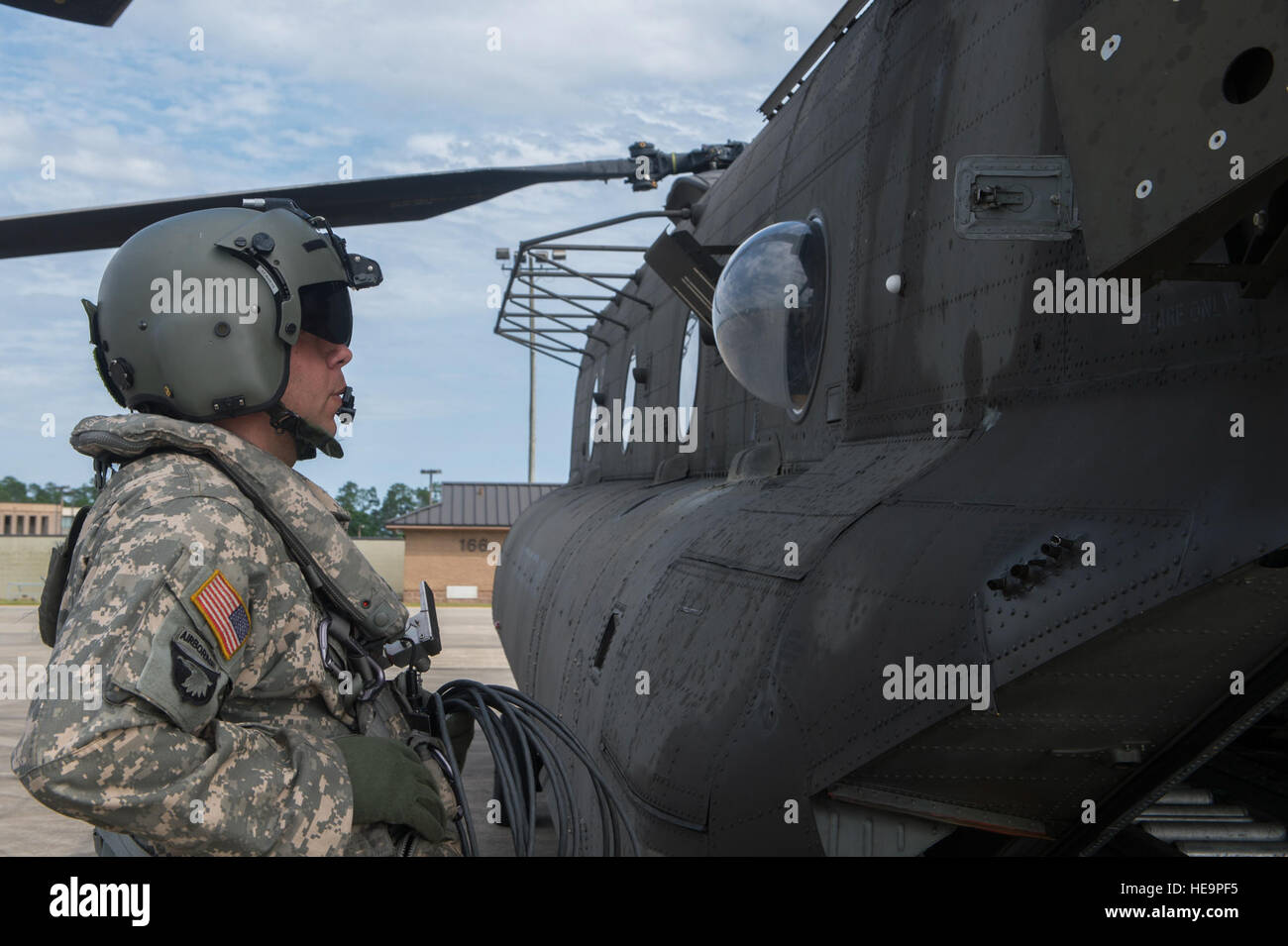 A U.S. Army member of Bravo Company, 1-111th Aviation Battalion ...