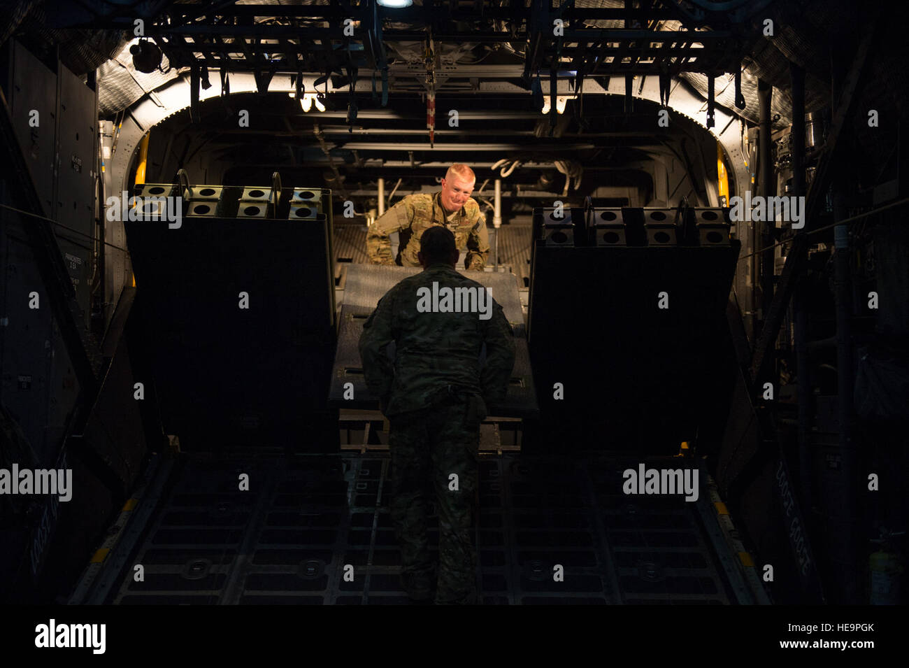 U.S. Air Force loadmasters of the 15th Special Operations Squadron ...