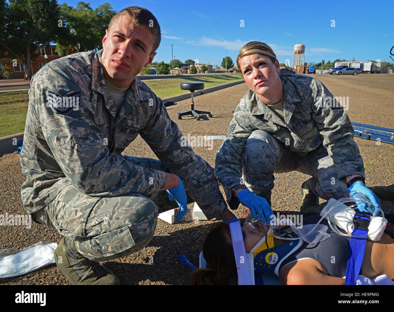 Two U.S. Air Force emergency medical technicians from Little Rock Air ...