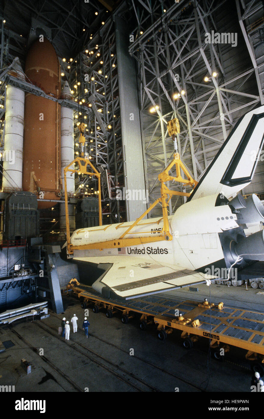 The space shuttle Enterprise is lifted off its specially-designed 76 ...
