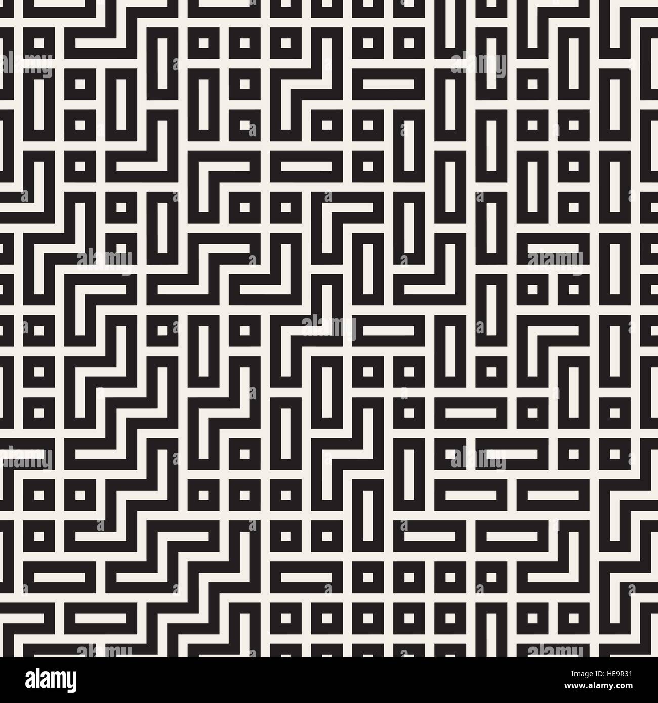 Irregular Maze Lines. Vector Seamless Black and White Pattern Stock ...