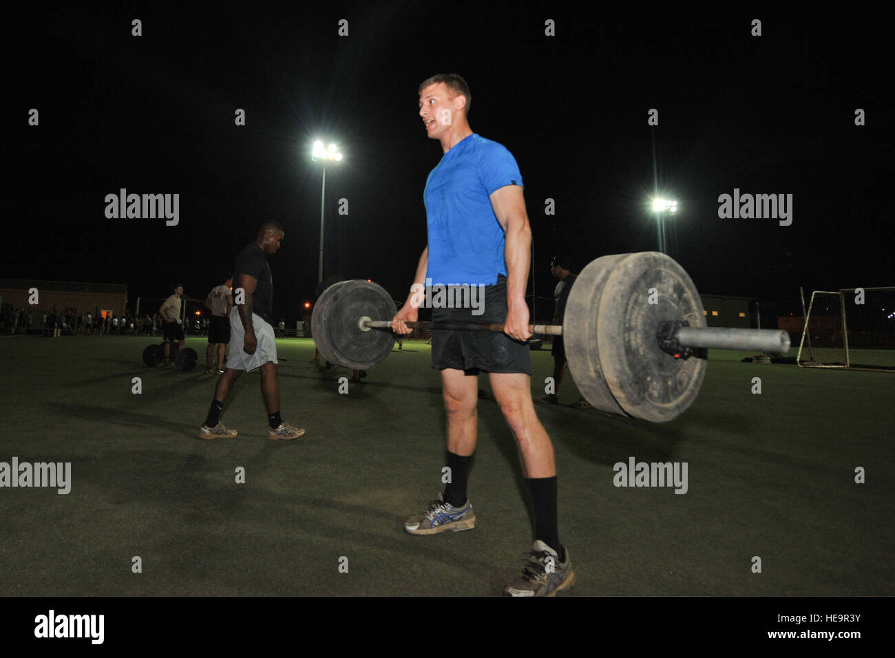 Eric Beougher performs a dead lift during the Memorial Mash in honor of ...