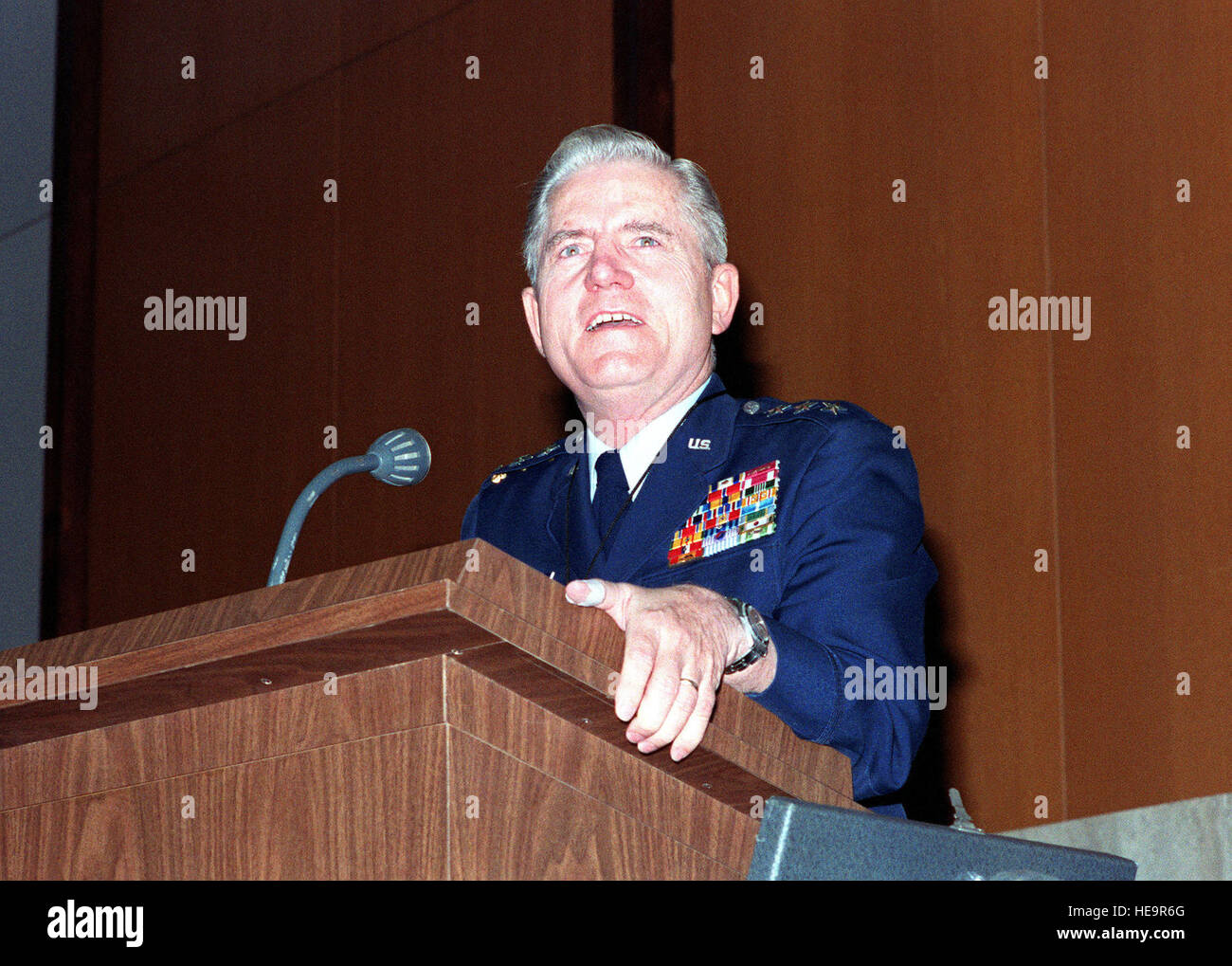 GEN Eugene F. Tighe Jr., USAF, speaks to the audience during the ...