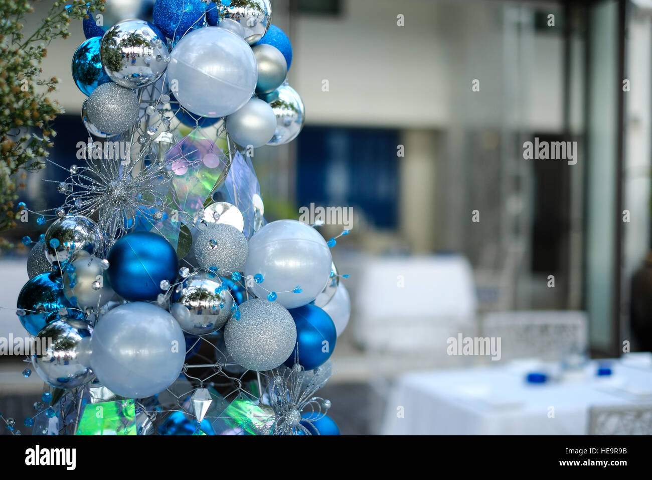 Blue Christmas tree decoration Stock Photo - Alamy
