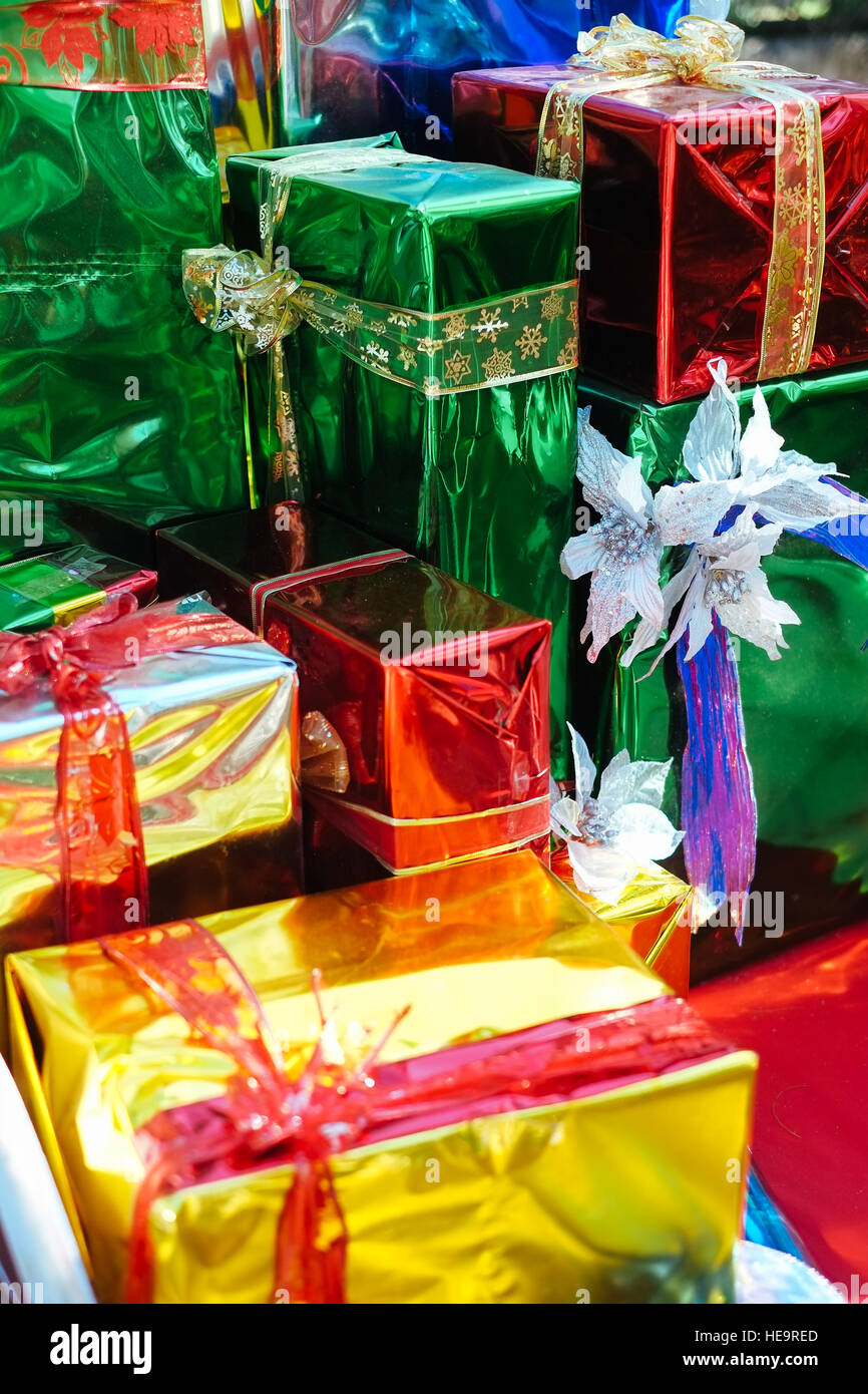 Colorful Christmas gifts Stock Photo - Alamy