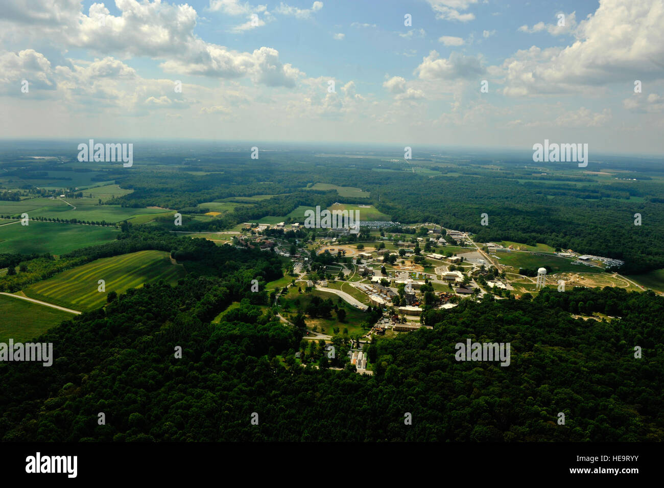 An aerial view of the Muscatatuck Urban Training Complex taken during ...