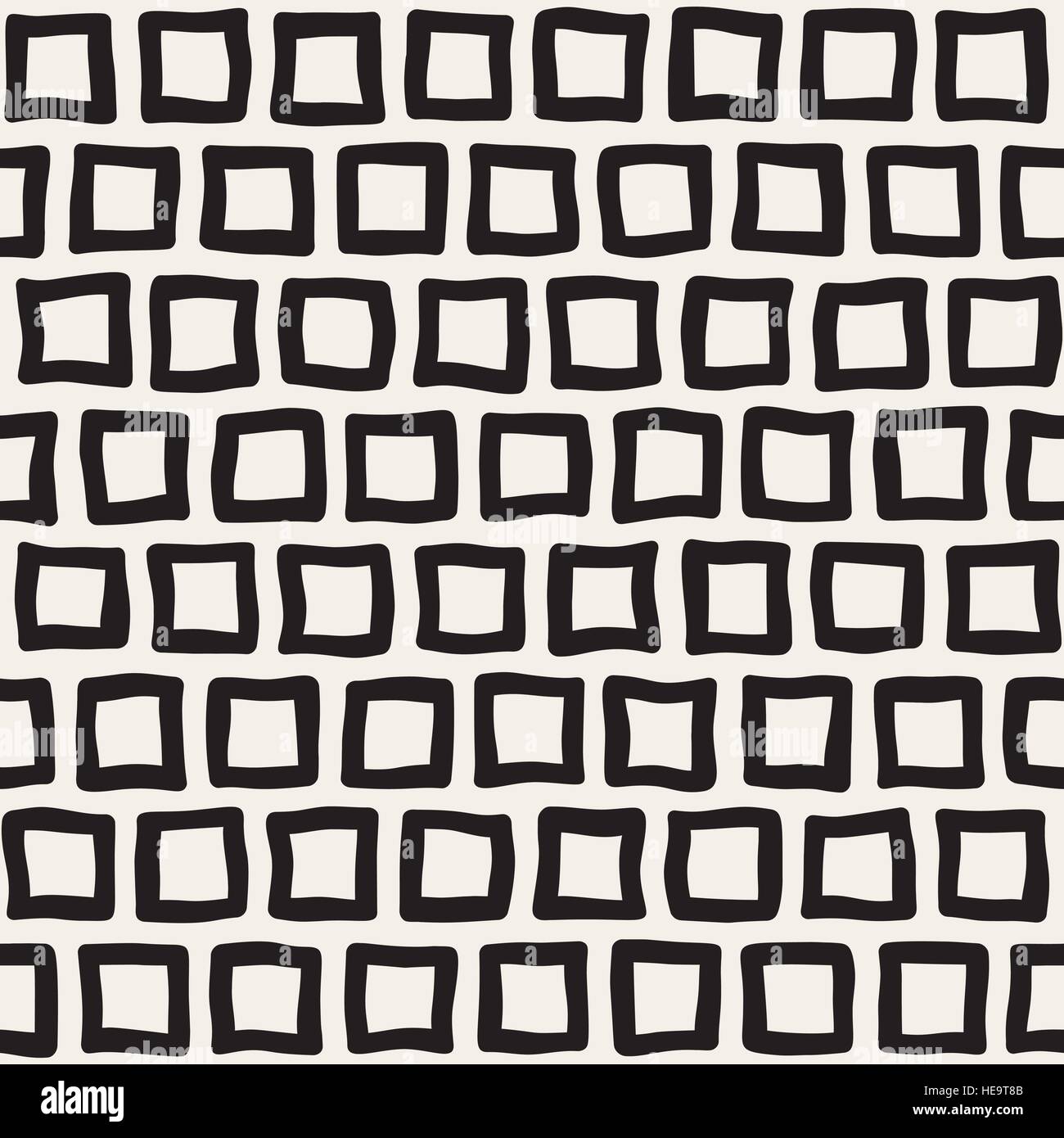 Vector Seamless Black and White Hand Drawn Rectangles Pattern Stock ...