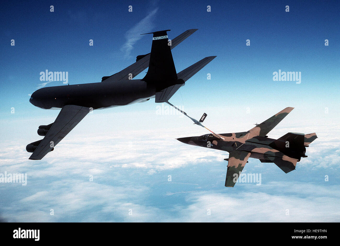 An air-to-air left side view of a 495th Tactical Fighter Squadron F ...