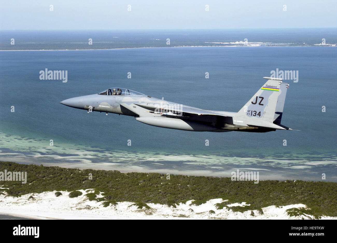A US Air Force (USAF) F-15C Eagle aircraft assigned to the 122nd ...
