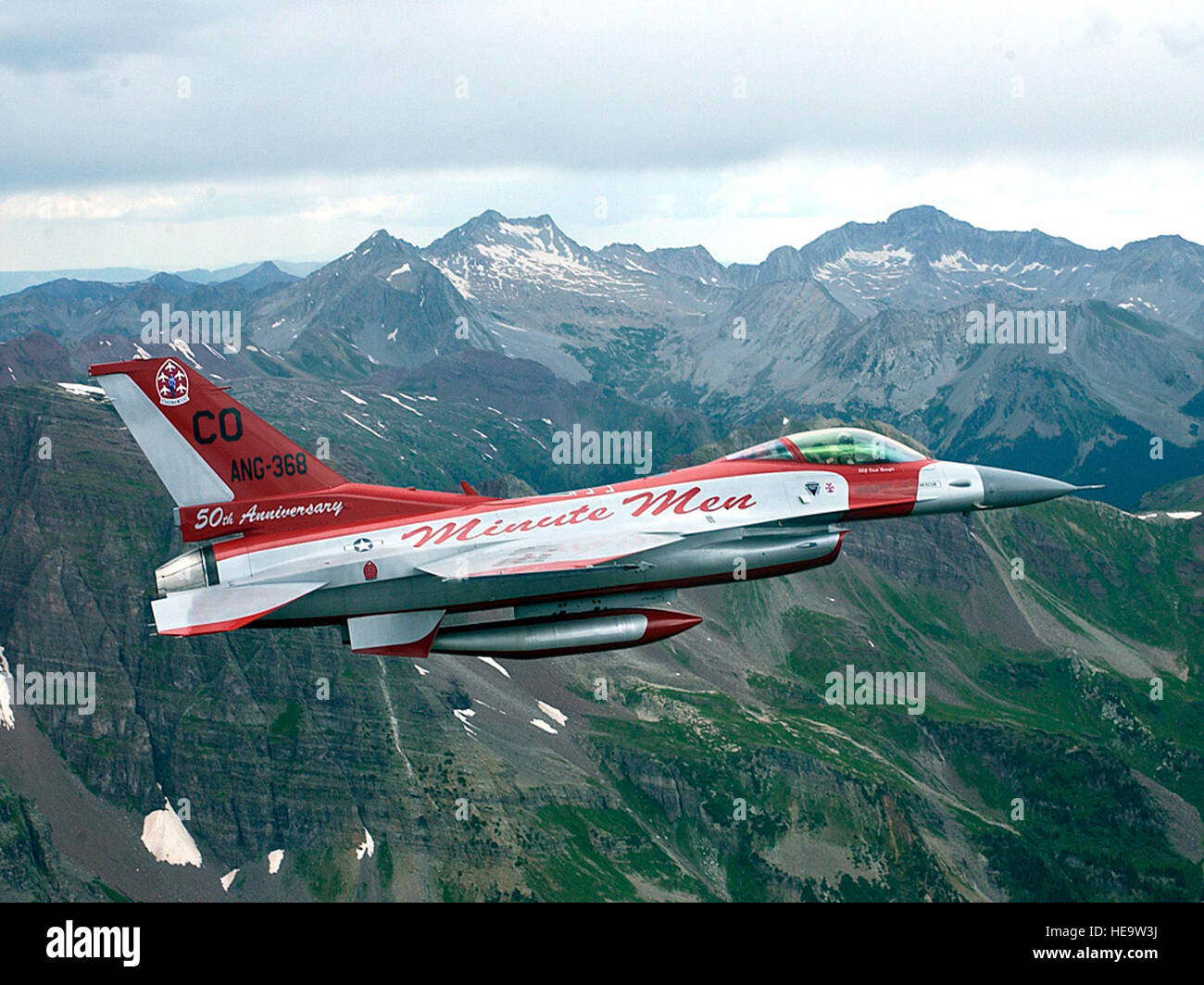 An F-16 aircraft painted in the color scheme of the original Air ...