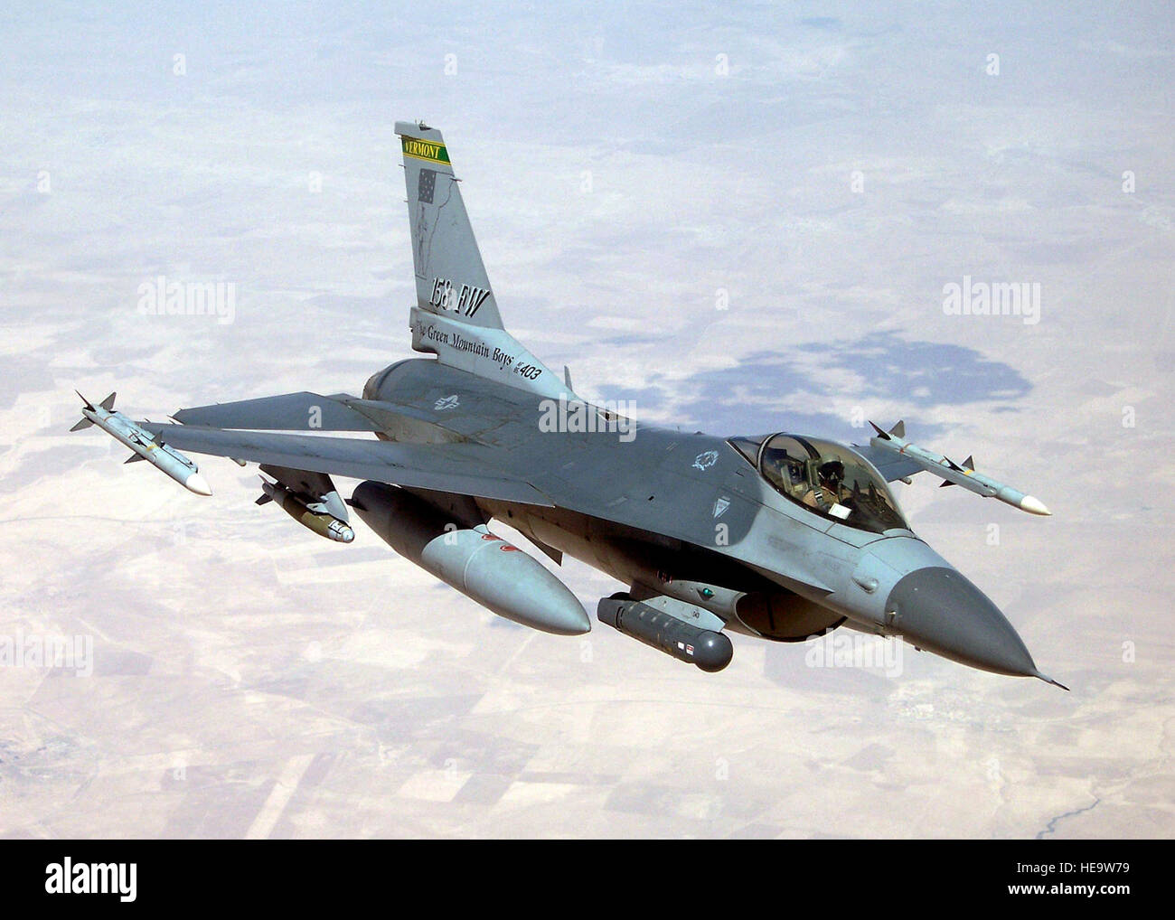 An F-16 from the Vermont Air National Guard's 158th Fighter Wing ...
