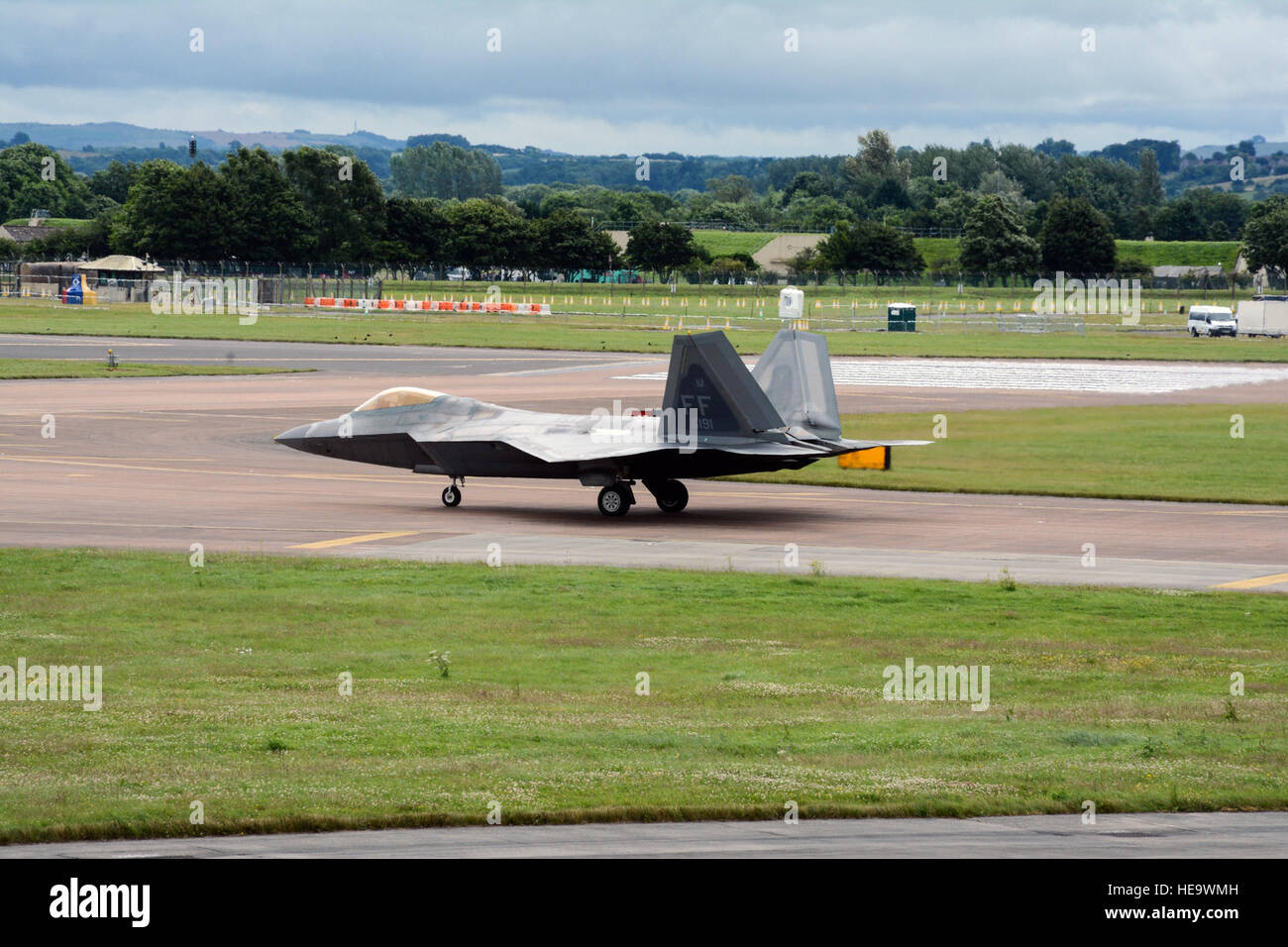Two F-22 Raptors take off from RAF Fairford, England, July 12, 2016 ...