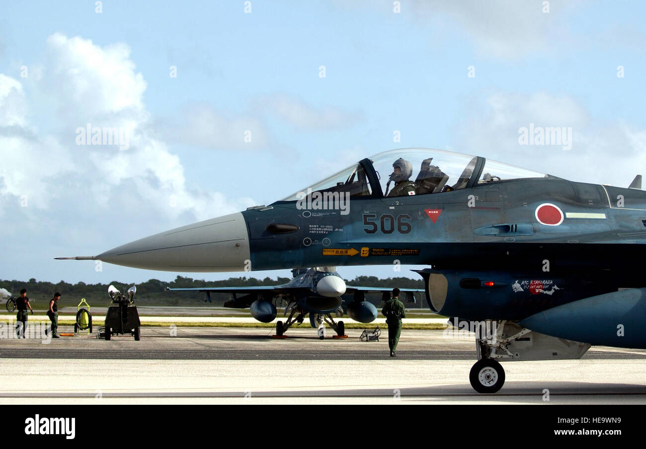Japan Air Self Defense Force (JASDF) F-2 Attack Fighter aircraft taxi ...