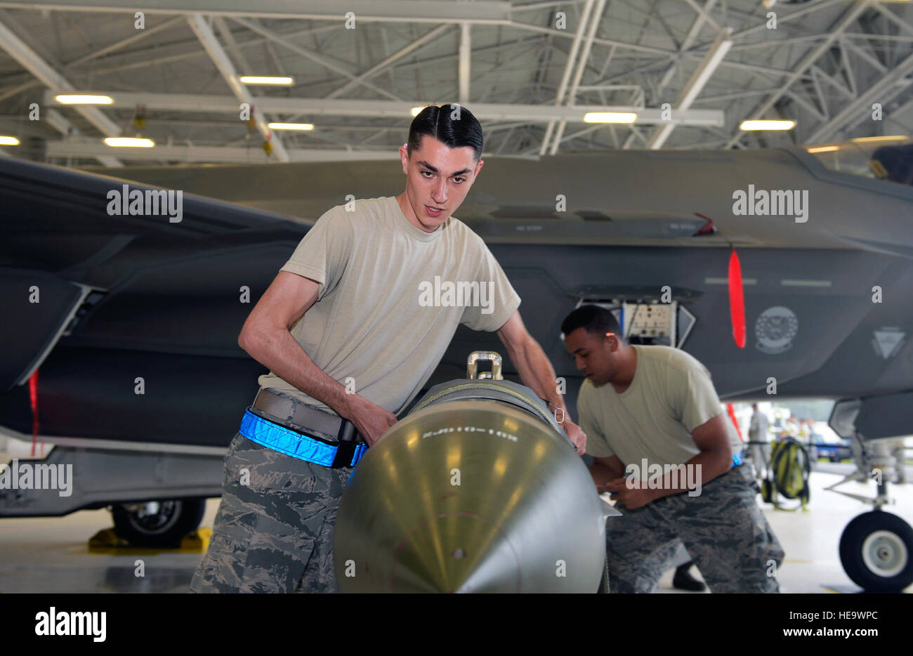 Senior Airman Jacob Robinson, 33rd Aircraft Maintenance Squadron load ...
