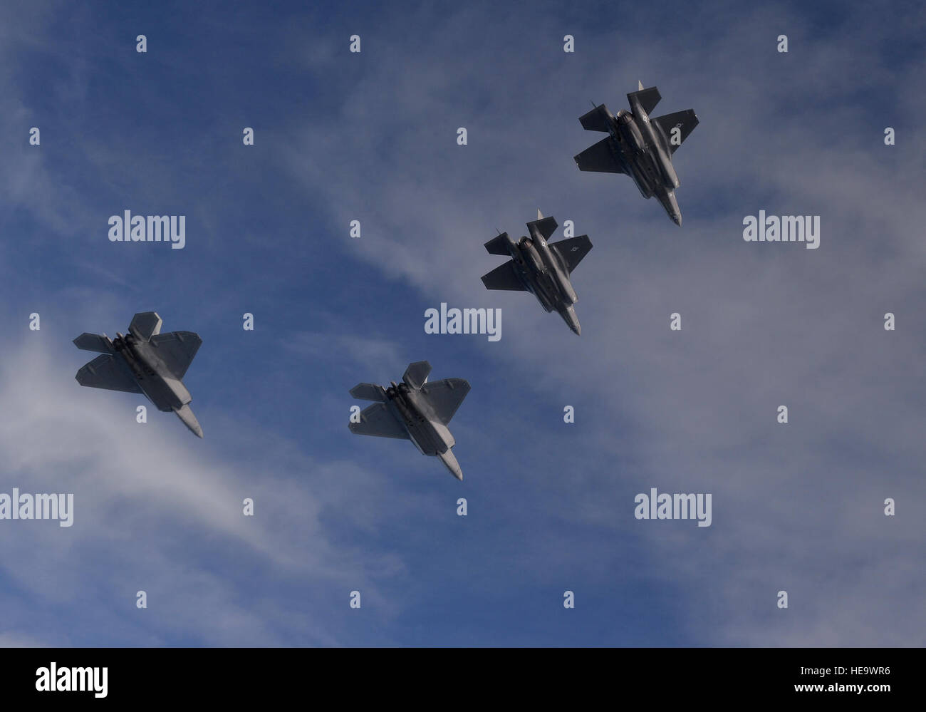 F-22 Raptors from the 94th Fighter Squadron, Joint Base Langley-Eustis ...