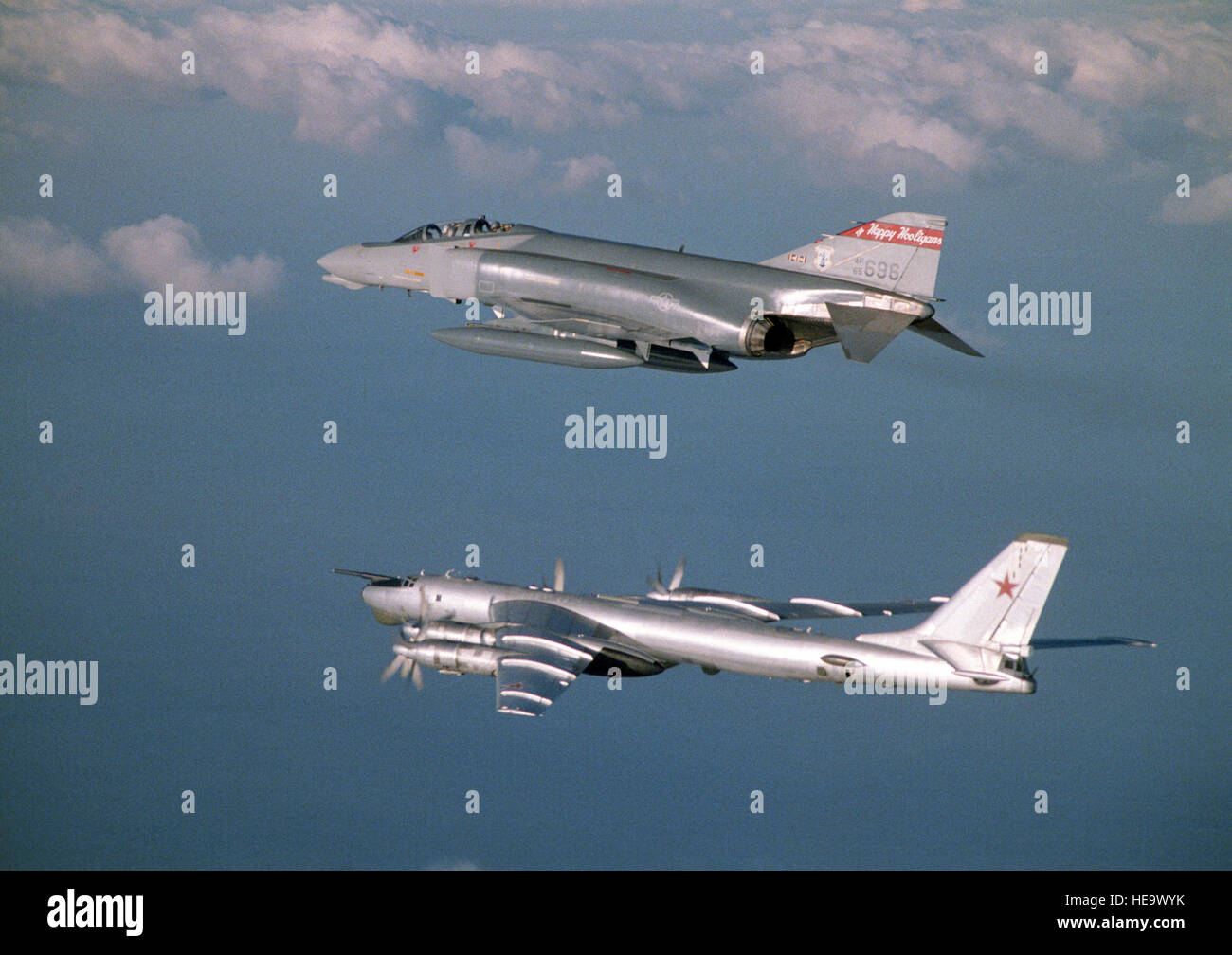 A U.S. Air Force F-4D Phantom aircraft (top) assigned to the 119th ...