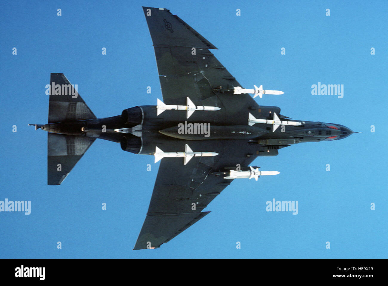 Bottom view of an F-4E Phantom II fighter aircraft assigned to the 52nd ...
