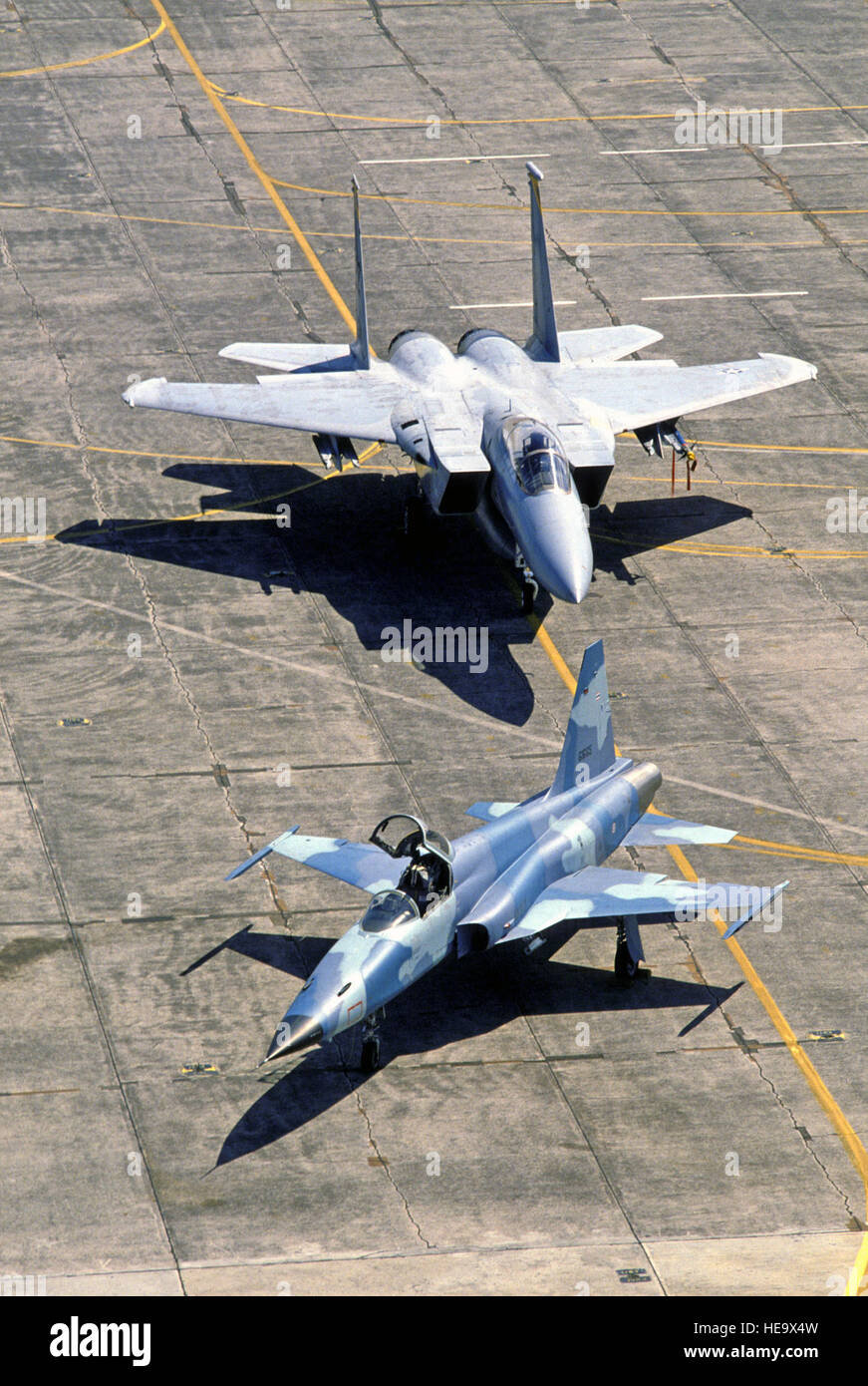 A view of an F-5E Tiger II aircraft from the 3rd Tactical Fighter Wing ...