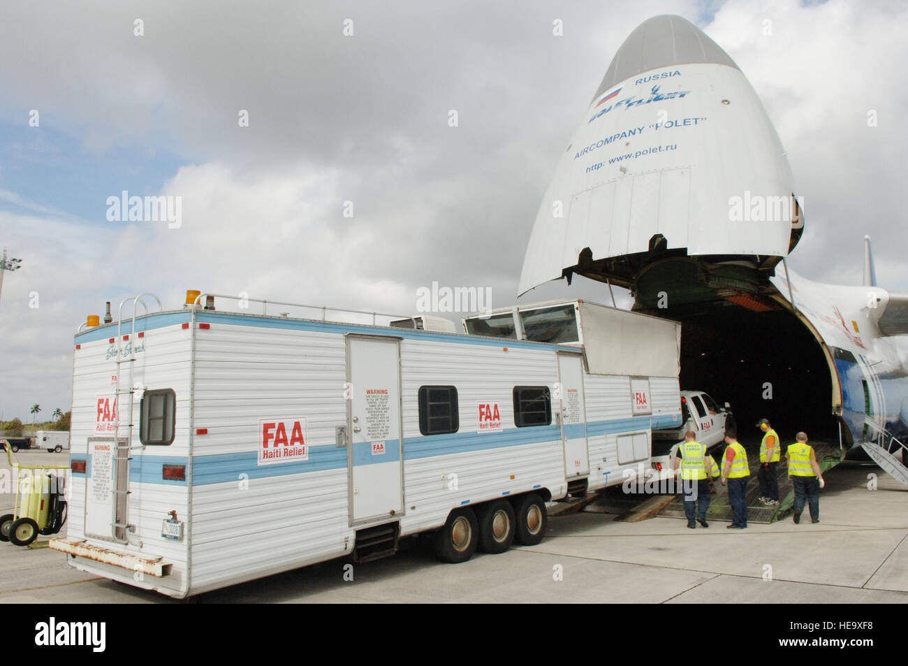 A Federal Aviation Administration mobile air traffic control tower is ...