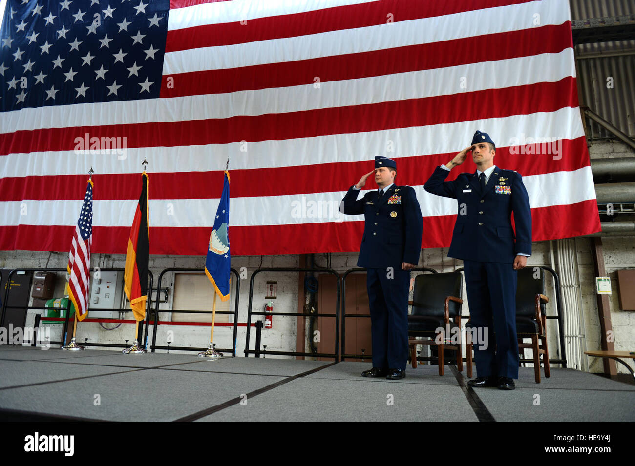 U.S. Air Force Col. David Lyons, 52nd Operations Group commander, and U ...